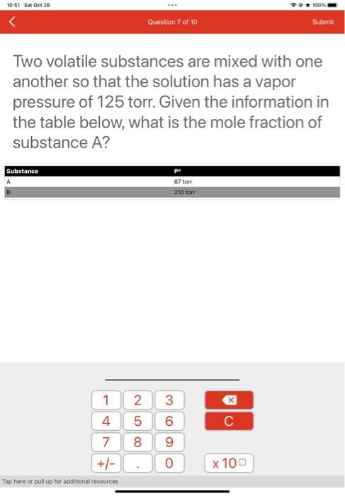 Solved Two volatile substances are mixed with one another so | Chegg.com