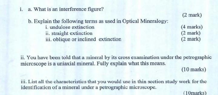 Solved i. a. What is an interference figure? b. Explain the | Chegg.com