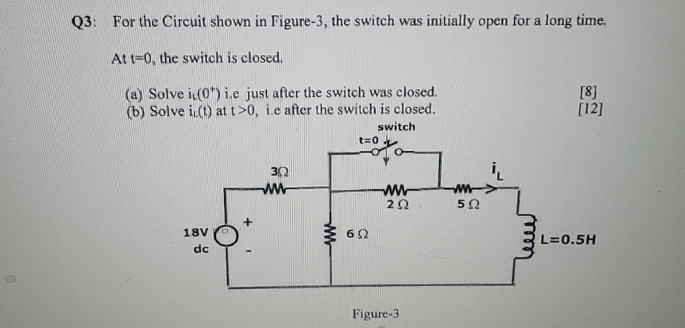 Solved Q3: For the Circuit shown in Figure-3, ﻿the switch | Chegg.com
