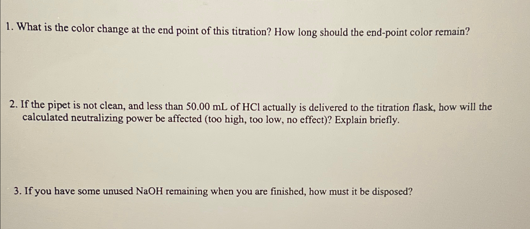 Solved What is the color change at the end point of this | Chegg.com