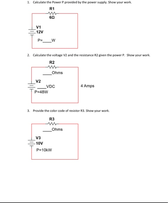 Solved 1. Calculate the Power P provided by the power | Chegg.com