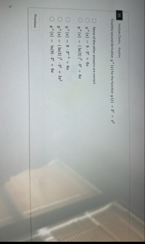 Solved Multiple Choice 4 ﻿pointsFind the second derivative | Chegg.com