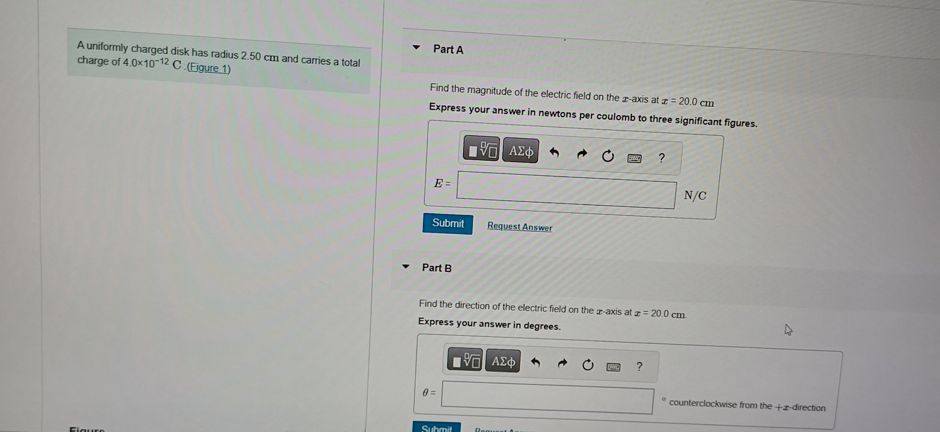 Solved A uniformly charged disk has radius 2.50cm ﻿and | Chegg.com
