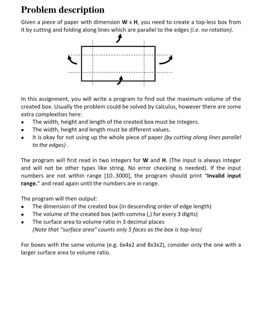 Solved Problem description Given a piece of paper with | Chegg.com