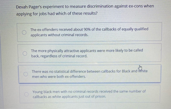 Devah Pager's experiment to measure discrimination | Chegg.com
