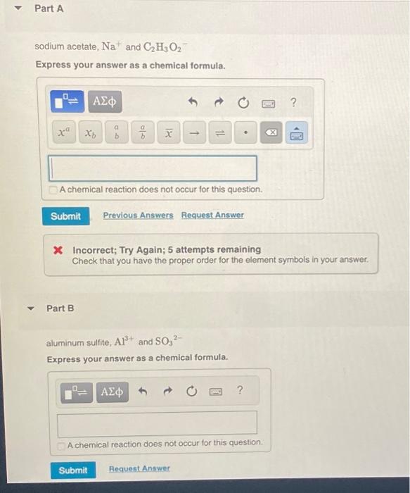 Solved sodium acetate, Na+and C2H3O2− Express your answer as | Chegg.com