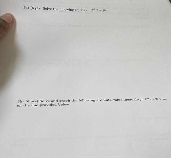 Solved 6a) (6 pts) Solve the following equation: 2x2+5=82x. | Chegg.com