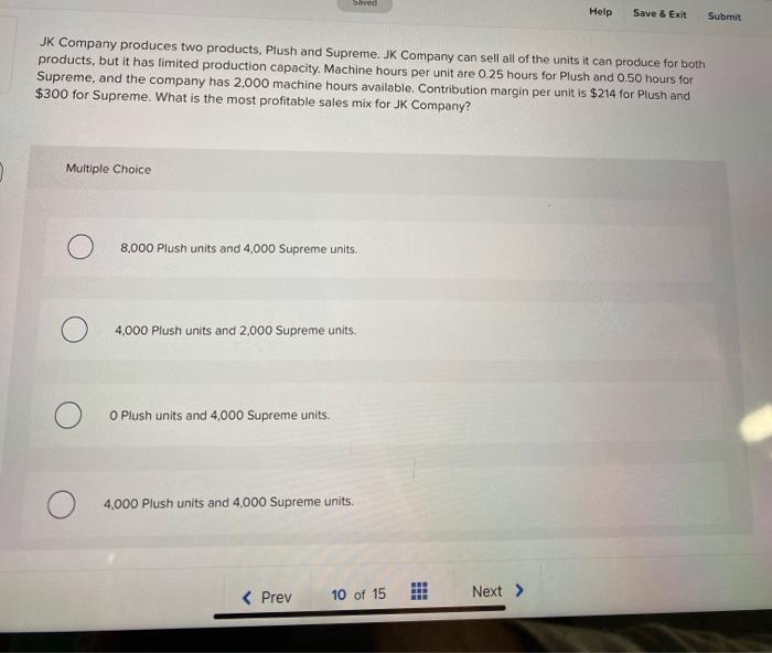 Solved Save & Exit Sube 8 00 Wade Company produces a single | Chegg.com
