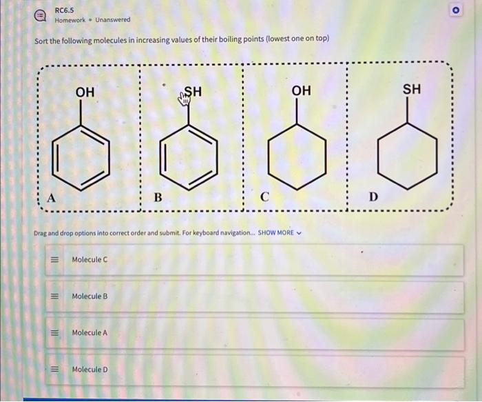 Solved Sort the following molecules in increasing values of | Chegg.com