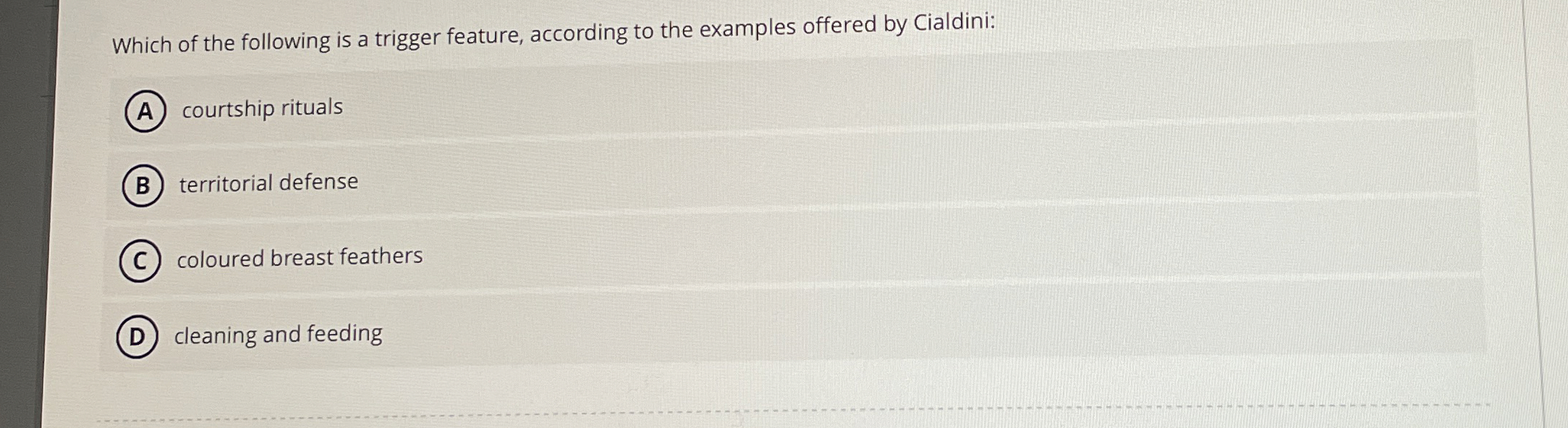 Solved Which of the following is a trigger feature, | Chegg.com