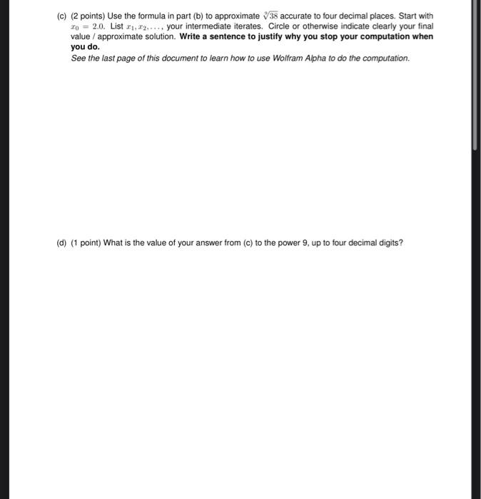 (c) (2 points) Use the formula in part (b) to | Chegg.com