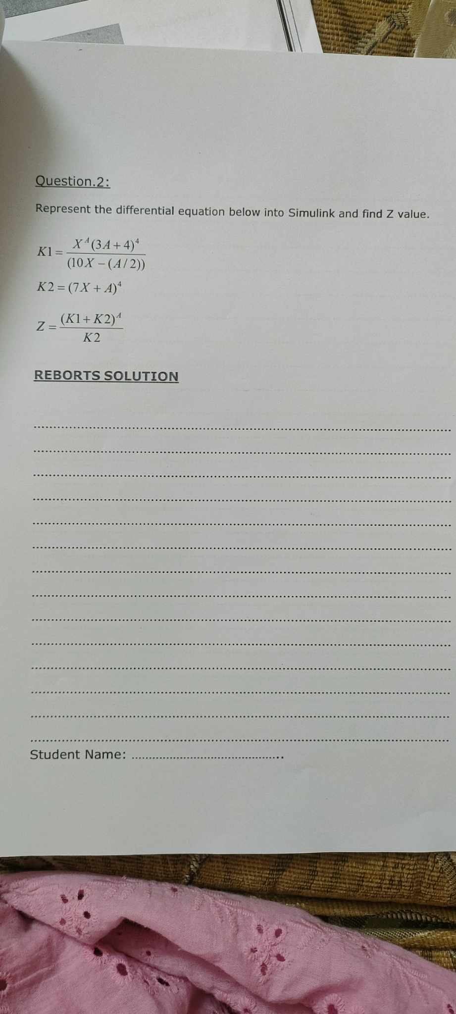 Question.2:Represent the differential equation below | Chegg.com