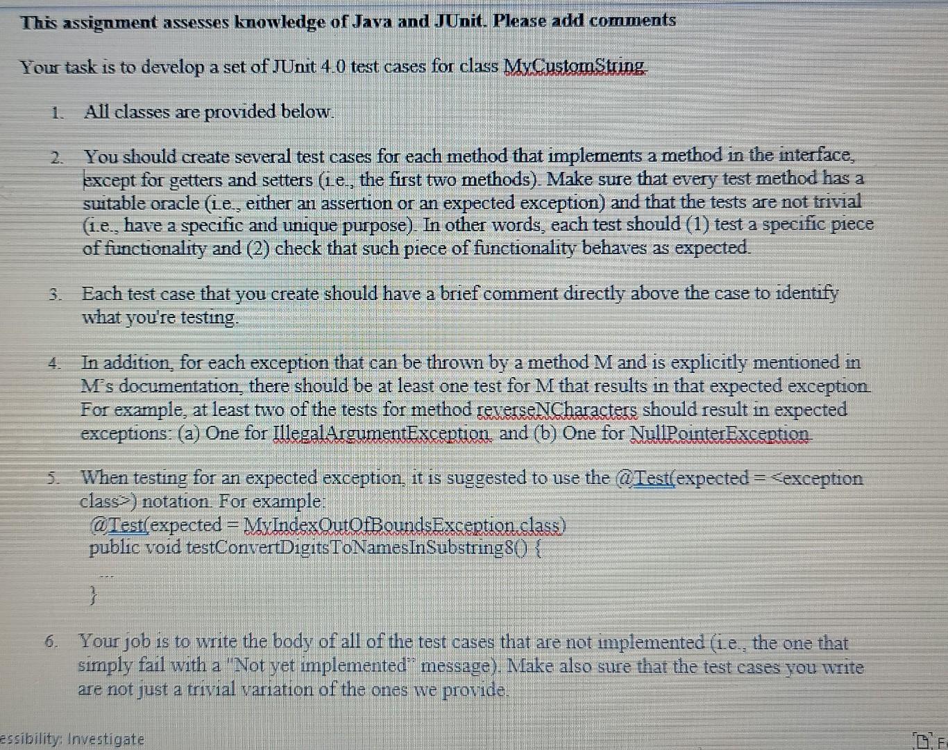 Solved MyCustomString.java package | Chegg.com