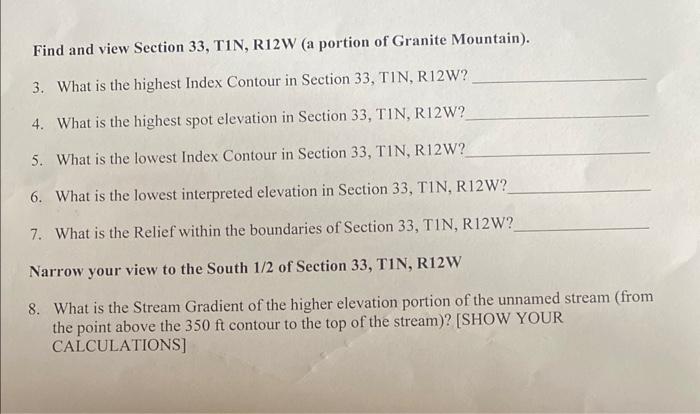 Solved Find and view Section 33, T1N, R12W (a portion of | Chegg.com