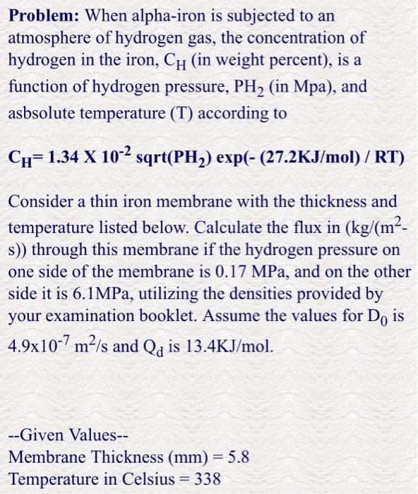 Solved Problem: When alpha-iron is subjected to an | Chegg.com