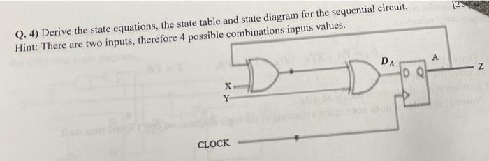 Solved 123 Q. 4) Derive the state equations, the state table | Chegg.com
