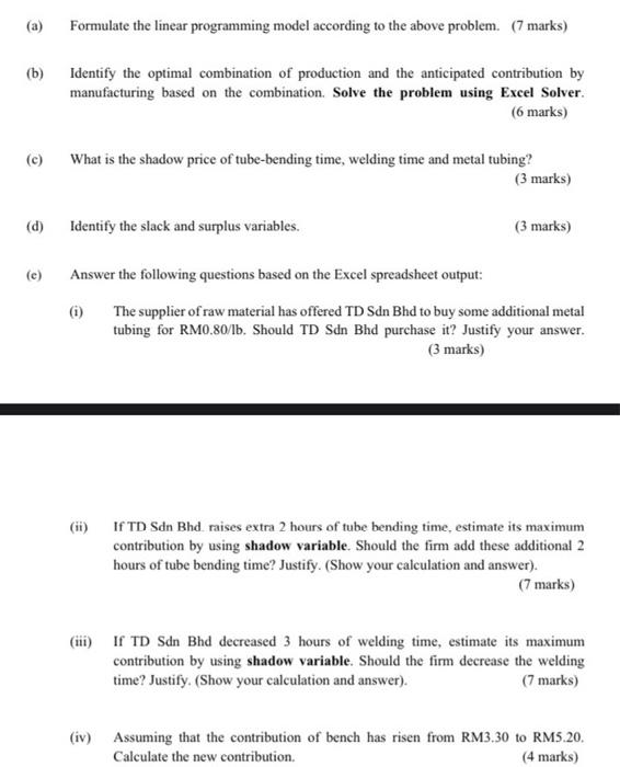 (a) Formulate the linear programming model according | Chegg.com