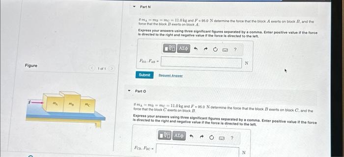 Solved Three blocks on a frictionless horizontal surface are | Chegg.com