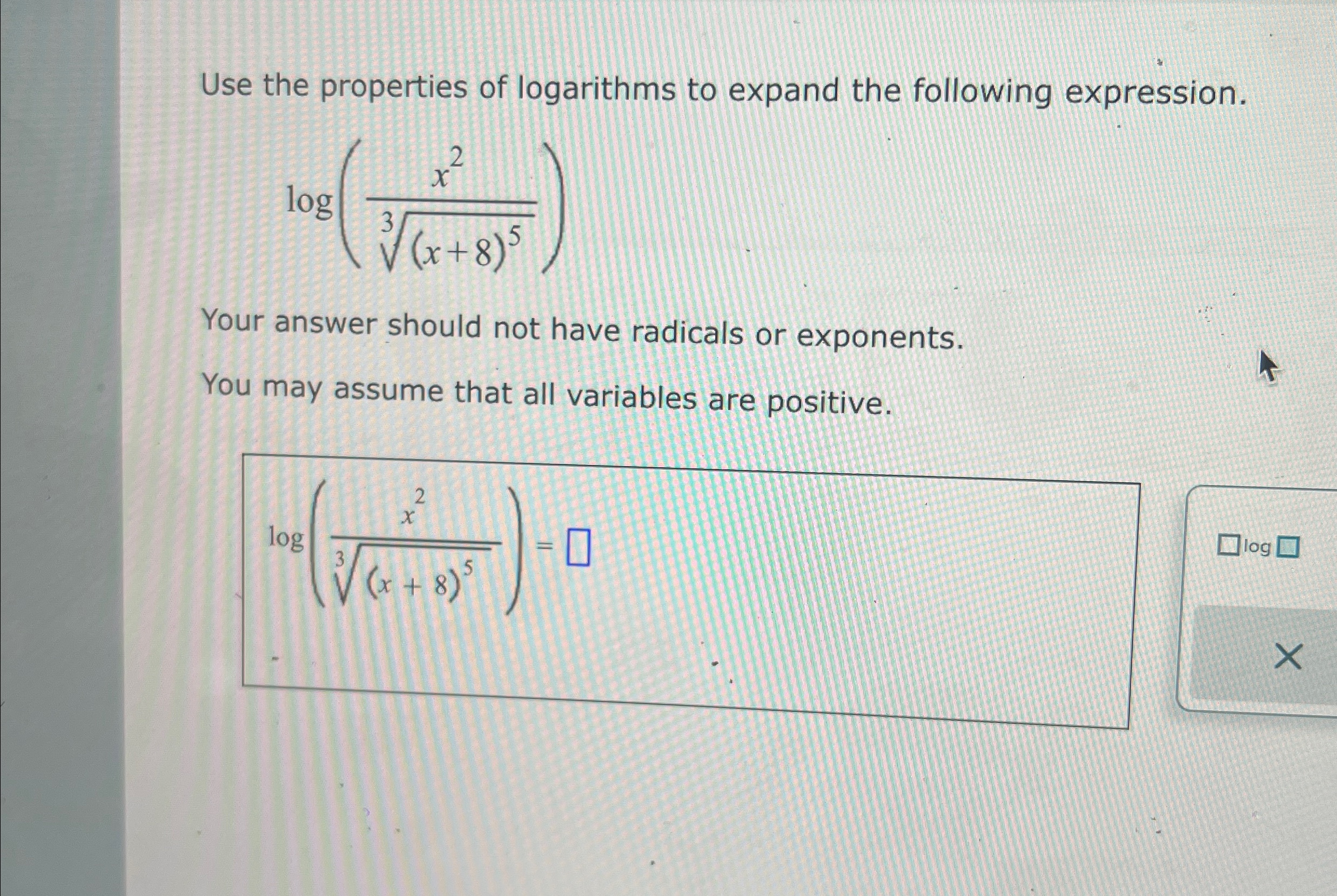 Solved Use the properties of logarithms to expand the | Chegg.com