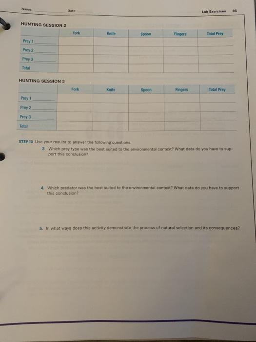EXERCISE 2 NATURAL SELECTION ACTIVITY Work in a small | Chegg.com