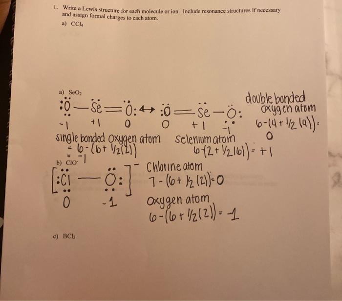 Solved 1. Write a Lewis structure for each molecule or ion. | Chegg.com