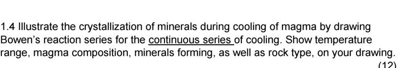 Solved 1.4 Illustrate the crystallization of minerals during | Chegg.com
