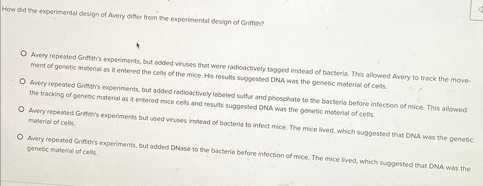 Solved How did the experimental design of Avery differ from | Chegg.com