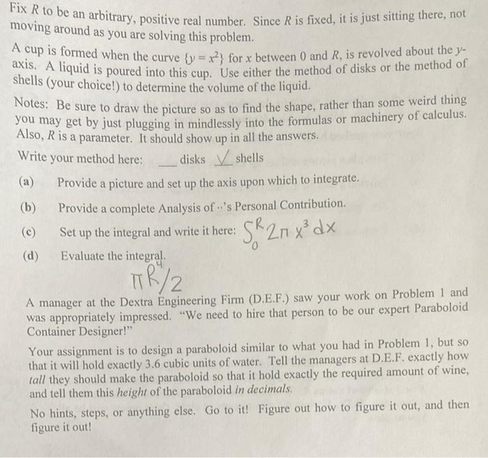 Solved Fix R to be an arbitrary, positive real number. Since | Chegg.com