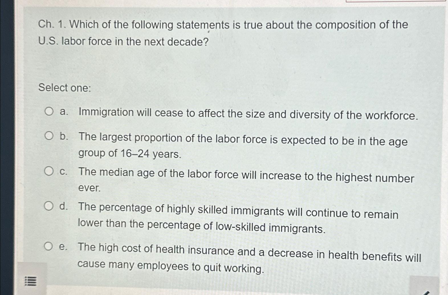 Solved Ch. 1. ﻿Which of the following statements is true | Chegg.com