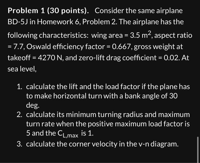 Solved Problem 1 (30 points). Consider the same airplane | Chegg.com Solved Problem 1 (30 points). Consider the same airplane | Chegg.com