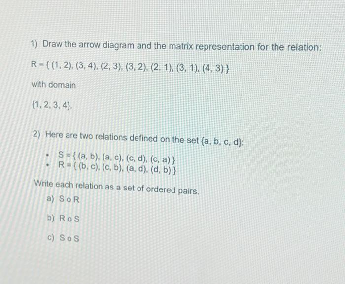 Solved 1) Draw the arrow diagram and the matrix | Chegg.com