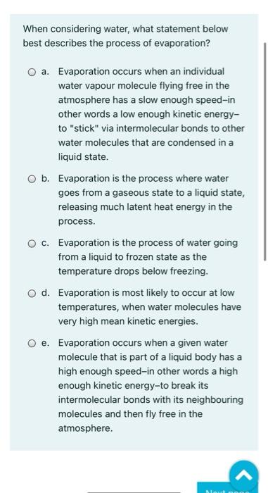 Solved When considering water, what statement below best | Chegg.com
