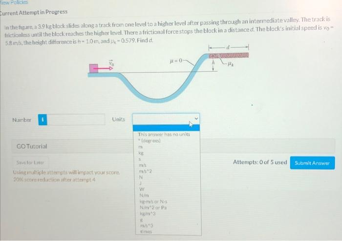 Solved in the figure, a 39 kg block slides along a trad from | Chegg.com