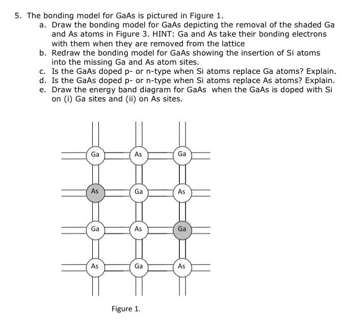 Solved 5. The bonding model for GaAs is pictured in Figure | Chegg.com