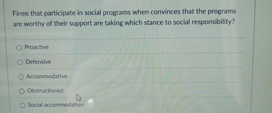 Solved Firms that participate in social programs when | Chegg.com