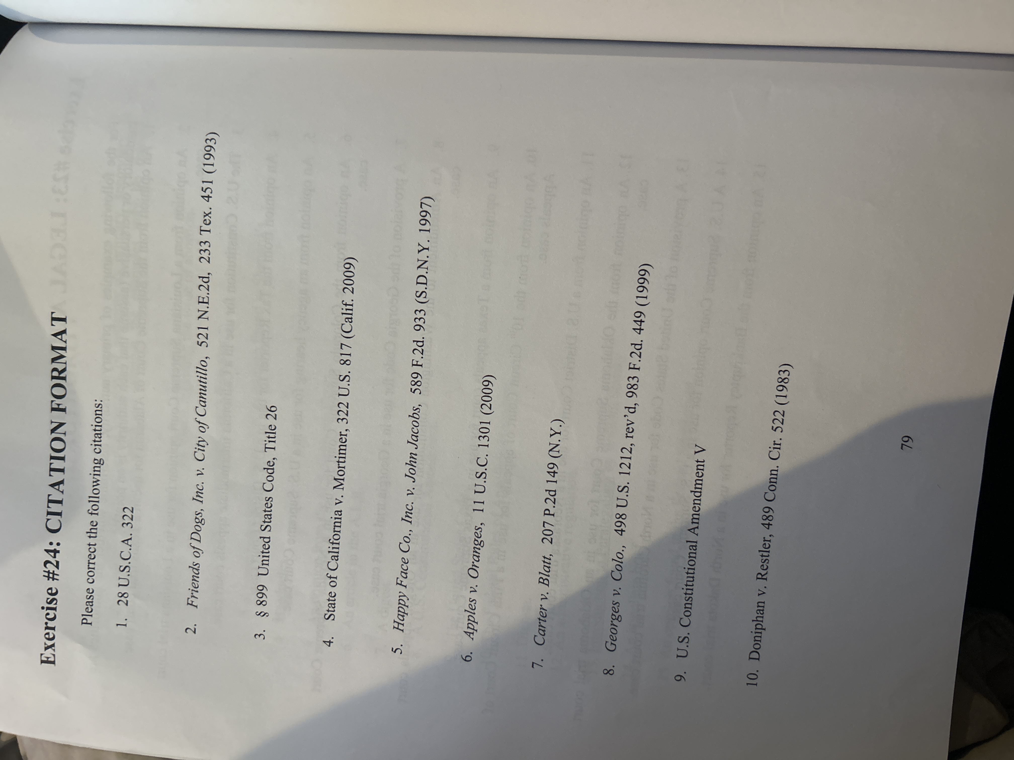 Solved Exercise \#24: CITATION FORMATPlease correct the | Chegg.com