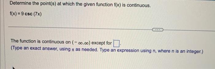 Solved Determine the point(s) at which the given function | Chegg.com