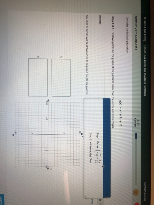 Solved Save & End Certify Lesson: 3.2a Linear and Quadratic | Chegg.com