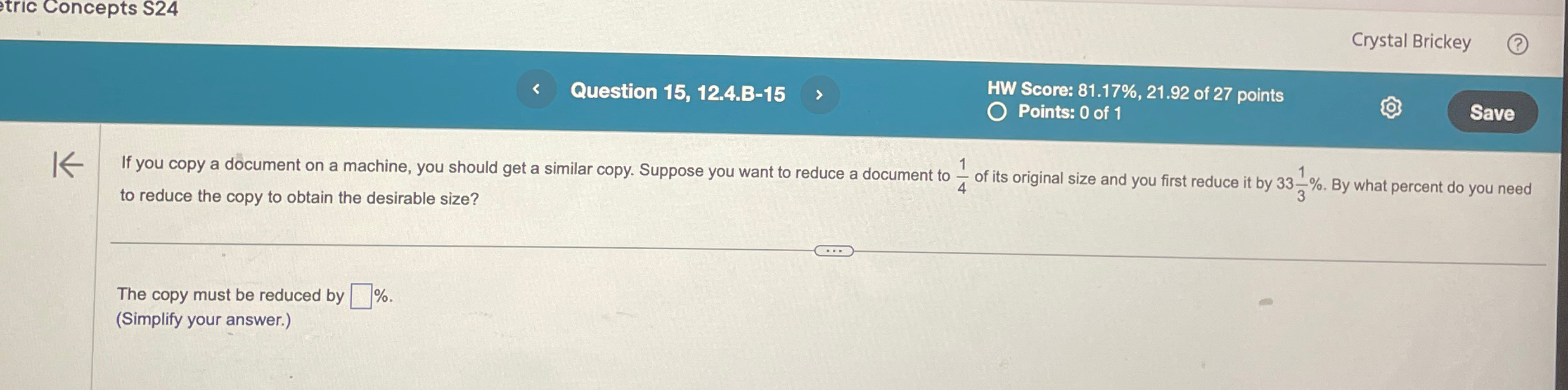 Solved tric Concepts S24Crystal BrickeyQuestion | Chegg.com