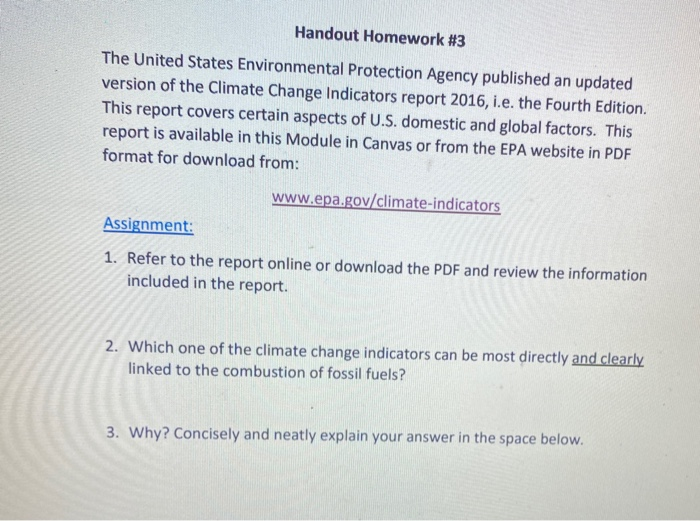 Solved Handout Homework #3 The United States Environmental | Chegg.com