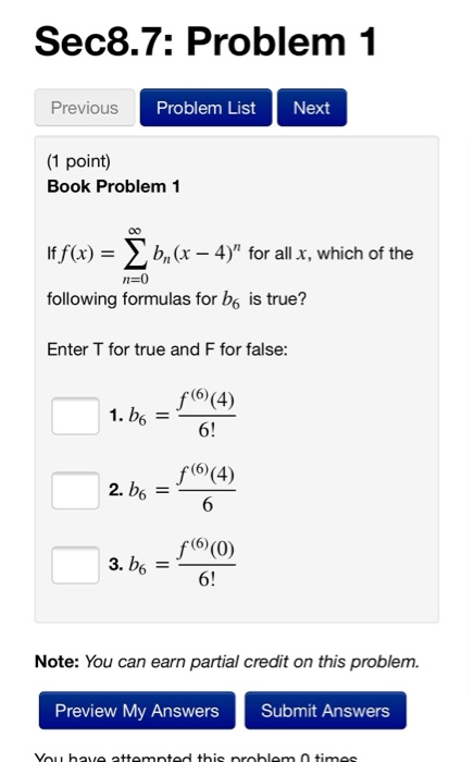 Solved Sec8.7: Problem 1 Previous Problem List Next (1 | Chegg.com