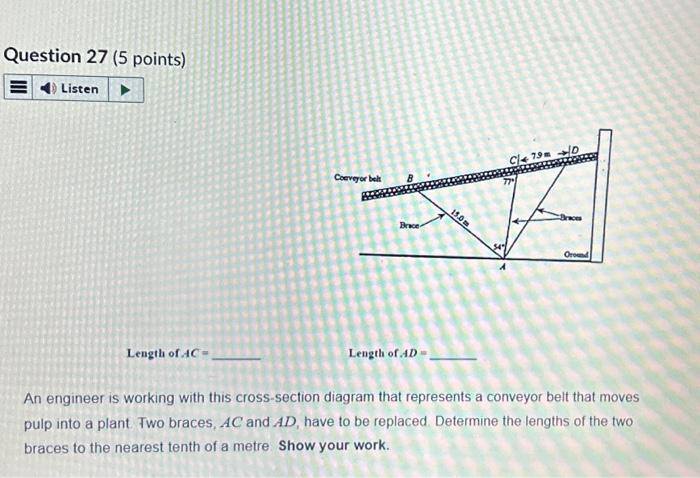 Solved Length of \\( A C= \\) Length of \\( A D= \\) An | Chegg.com