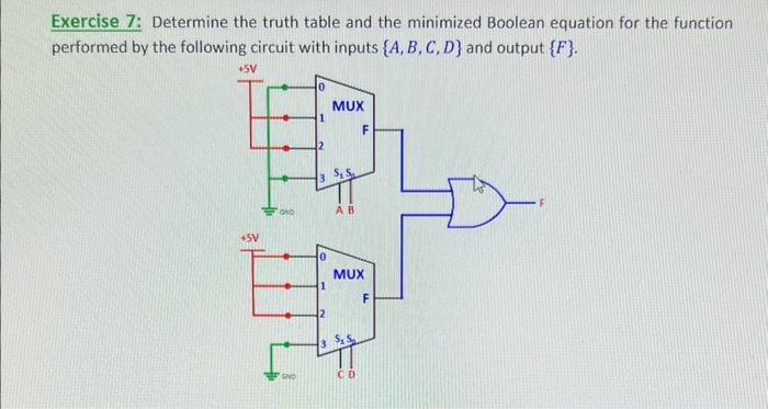Solved Exercise 7: Determine the truth table and the | Chegg.com