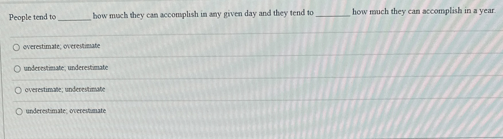 Solved People tend to ﻿how much they can accomplish in any | Chegg.com