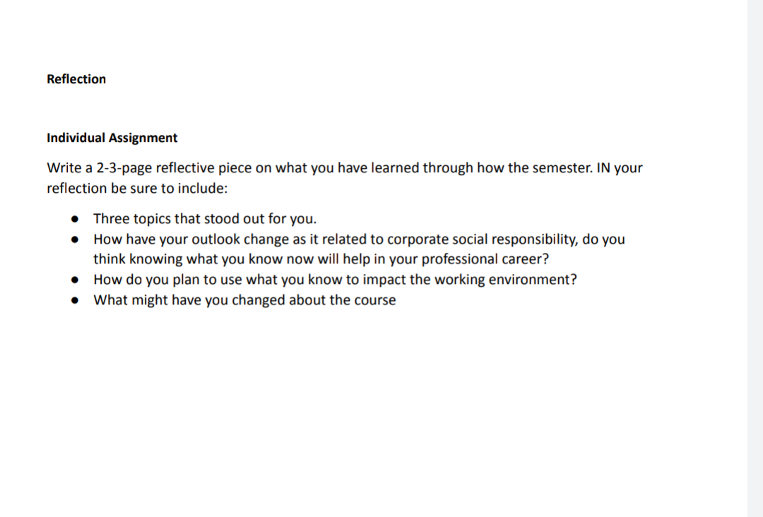 Reflection Individual Assignment Write a 2-3-page | Chegg.com