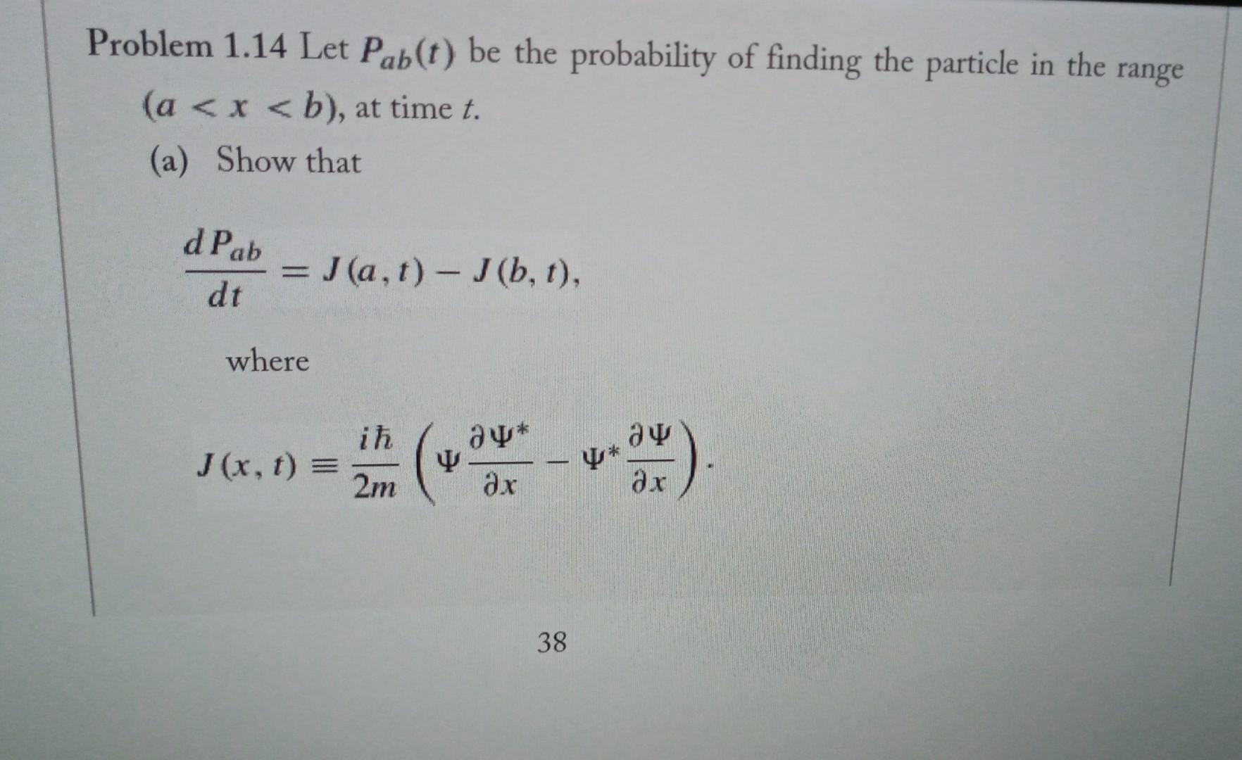 Solved Problem 1.14 Let Pab(t) be the probability of finding | Chegg.com