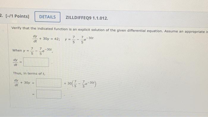 Solved Verify that the indicated function is an explicit | Chegg.com