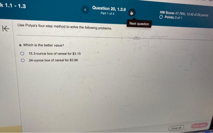 Solved Use Polya's four-step method to solve the following | Chegg.com