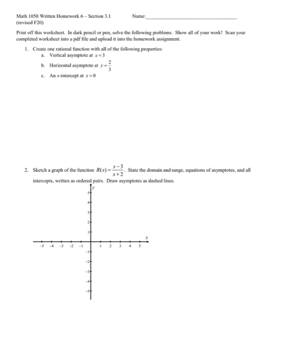 Solved Name Math 1050 Written Homework 6-Section 3.1 | Chegg.com