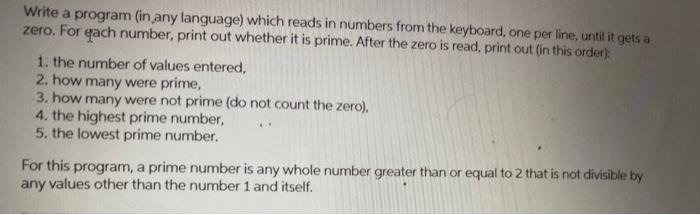 Solved Write a program (in any language) which reads in | Chegg.com